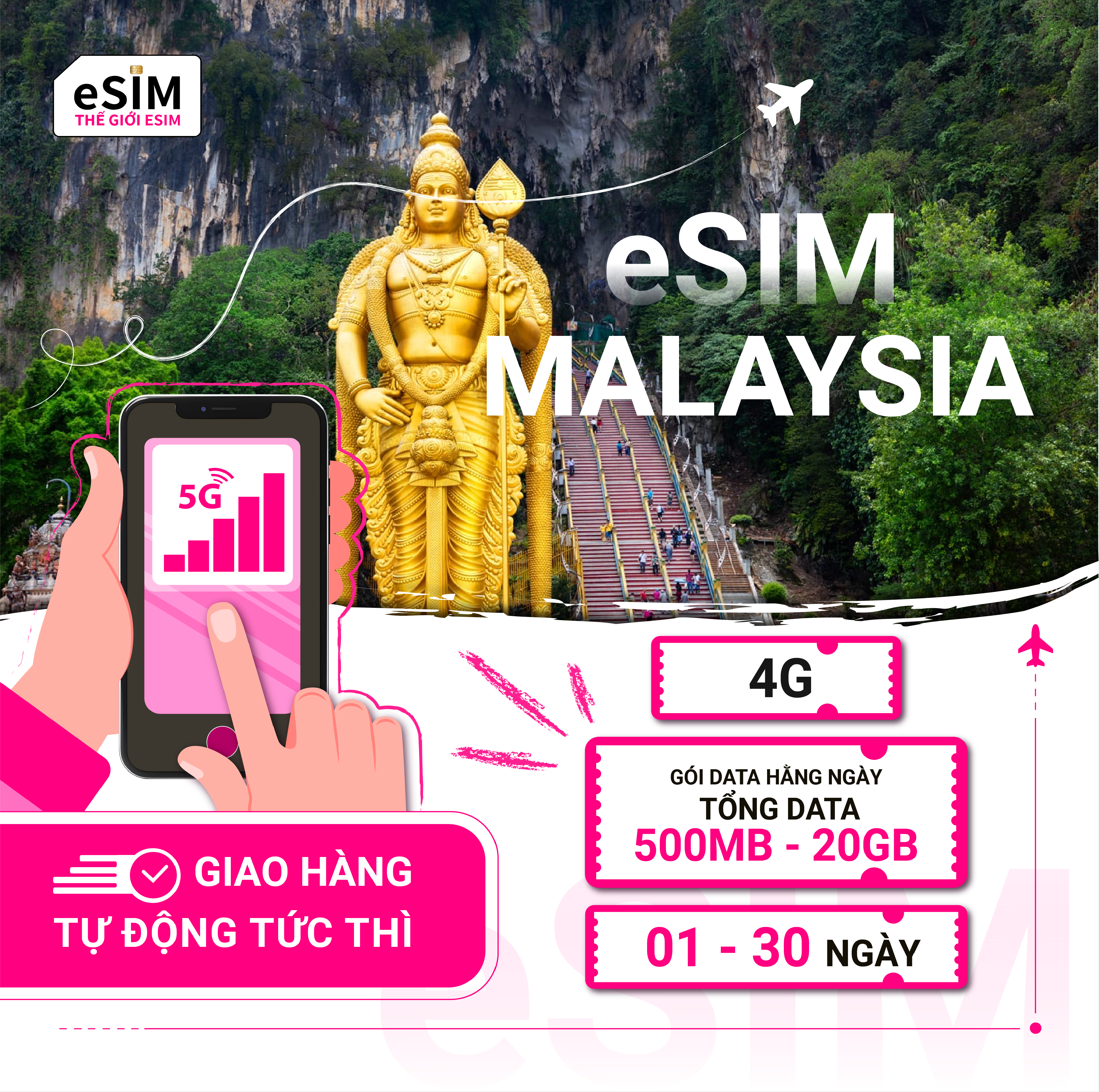 Chi phí du lịch 3N2D tự túc siêu rẻ với eSIM Malaysia